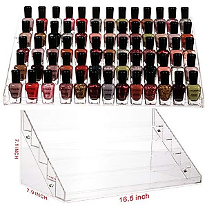 Cq acrylic Nail Polish Holder Organizer Clear Acrylic Nail Polish Tray Fingernail Polish Display case 5 layers 72 Bottles Essential Oils Holder Sunglasses Eyewear Organizer Display Case
