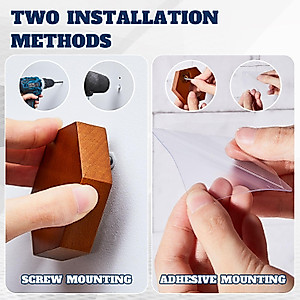 Layhit 6 Pcs Hexagon Magnetic Knife Holder Stand for Wall 2.36 Inch Magnetic Knife Block Wood Knife Wall Magnet Rack with Adhesive Tape and Screws for Kitchen Fridge Utensil Organizer Refrigerator