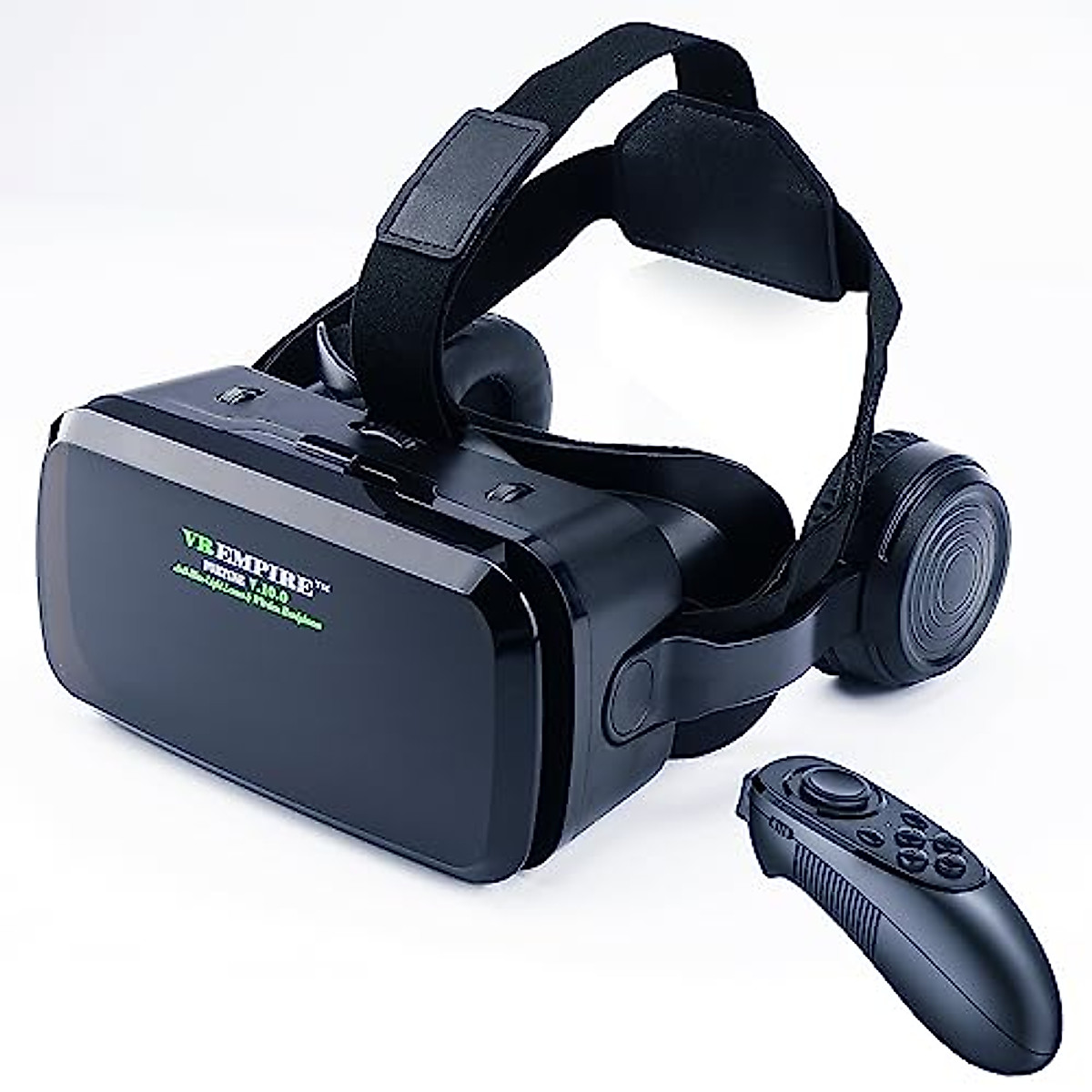 Virtual Reality headsets 3D Glasses Helmets VR Goggles VR Headsets for Phone Cell Phone for TV Movies Video Games Compatible to iOS Android Support 4.7” to 7.3” Mobile Screen with Controller (BR100)