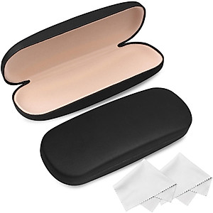 Joyberg Glasses Case, 2 Pack Eyeglass Case with Cleaning Cloth, Glasses Case Hard Shell Fits Most Glasses