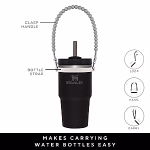 Ryan & Rose Water Bottle Handle - Water Bottle Sling, Carrier, Holder with strap - Soft Durable Silicone - Fits Most 8-40oz Bottles - Compatible Stanley Cup Accessories (Black)