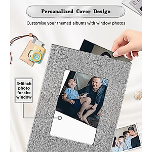 Ejblfe Photo Album 4x6,Linen Cover Slide-in Photo Album Book Can Holds 100 4x6 Photos with 50 Black Sheets for Family,Wedding,Baby and Holiday Pictures (Gray)