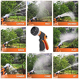 Garden Hose Nozzle Water Hose Sprayer with 8 Watering Spray Patterns Heavy Duty High Pressure Garden Hose Sprayer with 10 Rubber Gaskets for Gardening Watering Cleaning Cars Showering Pets