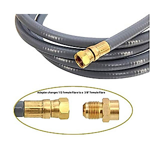 12 Feet 1/2" QDD+NG 144" Hose Natural Gas and Propane Conversion Kit [2585] 1/2" Quick Disconnect Low Pressure Hose Assembly for Outdoor Use Grill Griddle Smoker Fire Pit Pizza Oven Generator Heater