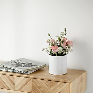 DOWAN Kitchen Utensil Holder, Utensil Holder for Countertop, Utensil Crock, Handmade DIY Gifts, Cooking Utensil Holder with Table-Protection Cork Mat, Farmhouse Kitchen Decor, Cream White