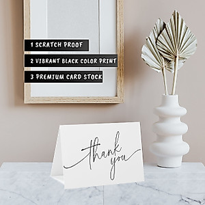 40 White Bulk Thank You Cards with Kraft Envelopes 4 x 6 in with stickers - 4 Minimalistic Designs Blank Thank You Notes with Envelopes Matt for business Wedding Bridal Baby Shower Business Graduation