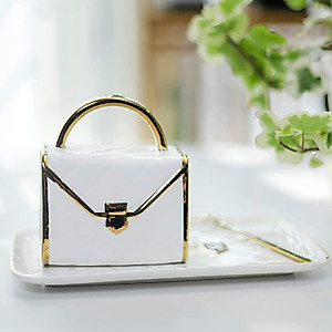 Ceramic Coffee Mugs Set of 4,Cute Creative Tea Cup Unique Design for Office and Home,Handbag Shaped Mugs with Spoon and Saucer,Dishwasher and Microwave Safe