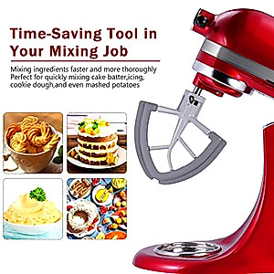 Lawenme Flex Edge Beater Mixer Attachments for Kitchenaid Tilt-Head Stand Mixers, Mixer Accessory 4.5-5 Quart Beater Scraper Paddle with Both-Sides Flexible Silicone Edges (Grey)