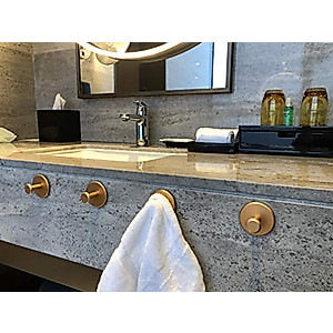 SDH Wall Hooks, Robe Hooks, Adhesive, Aluminum, Removable, Heavy Duty, Modern, Garment Friendly (2 x Hooks (Matt Brass Color))