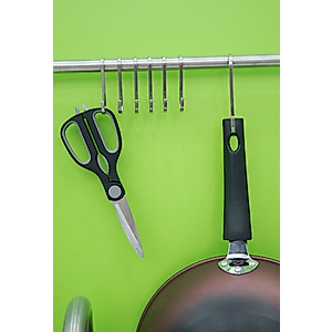 RuiLing Premium 12 Pack Size Medium Brushed Stainless Flat S Hooks Kitchen Pot Pan Hanger Clothes Storage Rack.