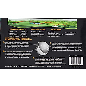 Nitro Long Distance High-Durability Golf Balls (15PK) All Levels Ultimate Distance Titanium Core High Velocity Great Stop & Sticking Ability Golf Balls USGA Approved-Total of 15-White