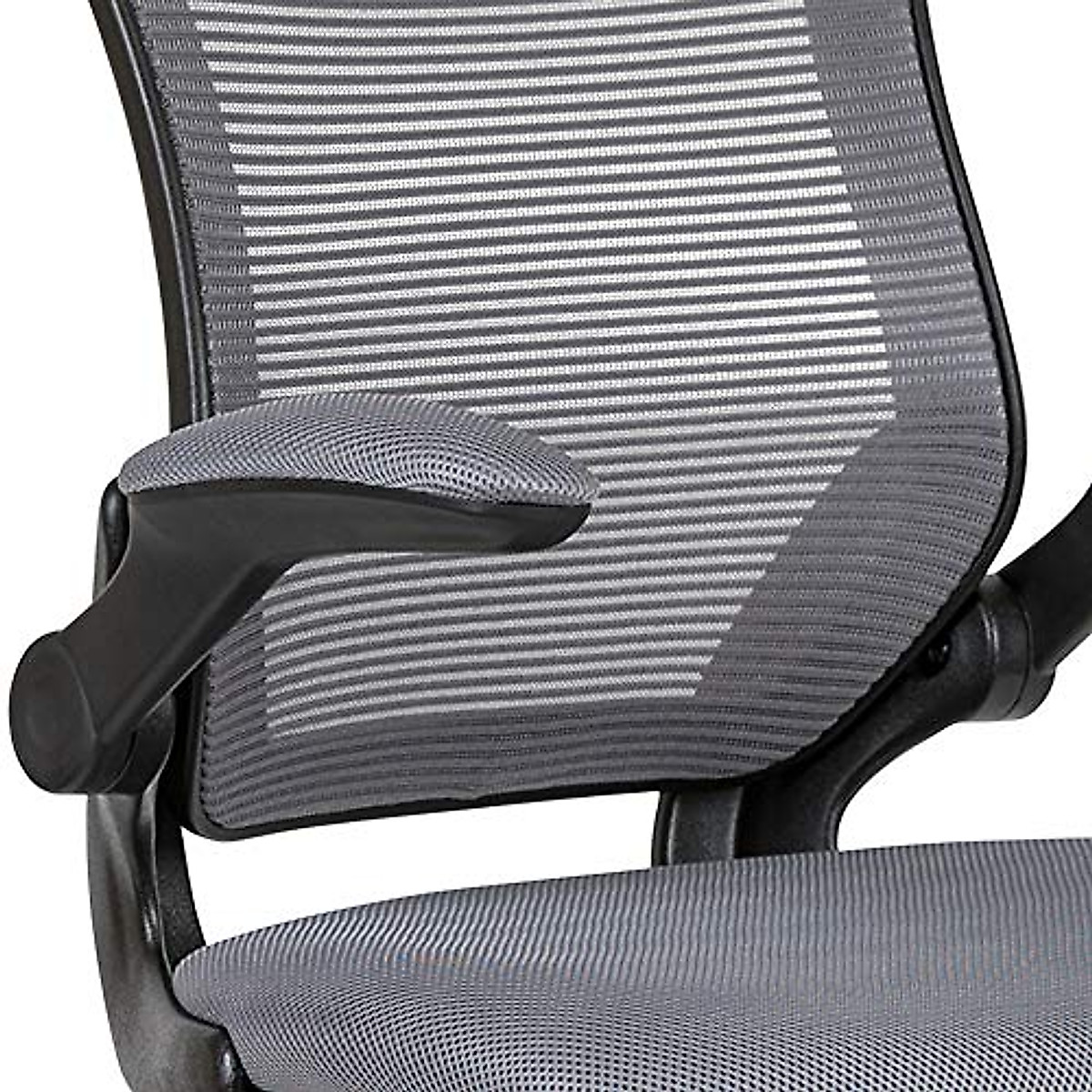 Flash Furniture Kale Mid-Back Dark Gray Mesh Ergonomic Drafting Chair with Adjustable Foot Ring and Flip-Up Arms