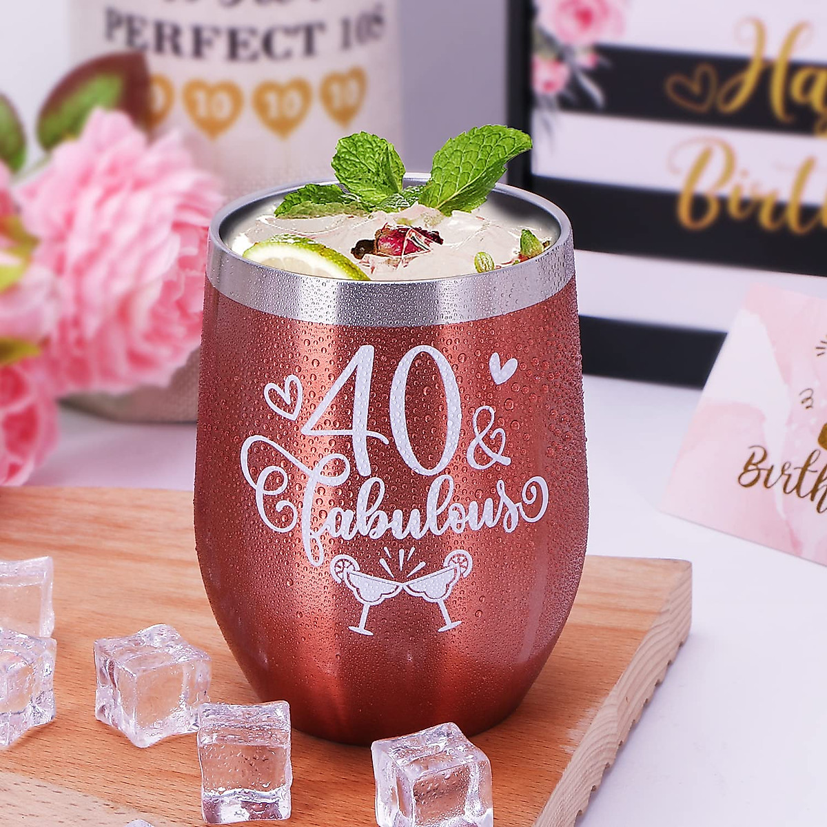 40th Birthday Gifts Women, Happy 40th Birthday Gifts for Women Turning 40 and Fabulous, Funny 40 Years Old Birthday Gift Ideas for Best Friend Female Wife Sister Mom Aunt 40th Bday Gifts Women Tumbler