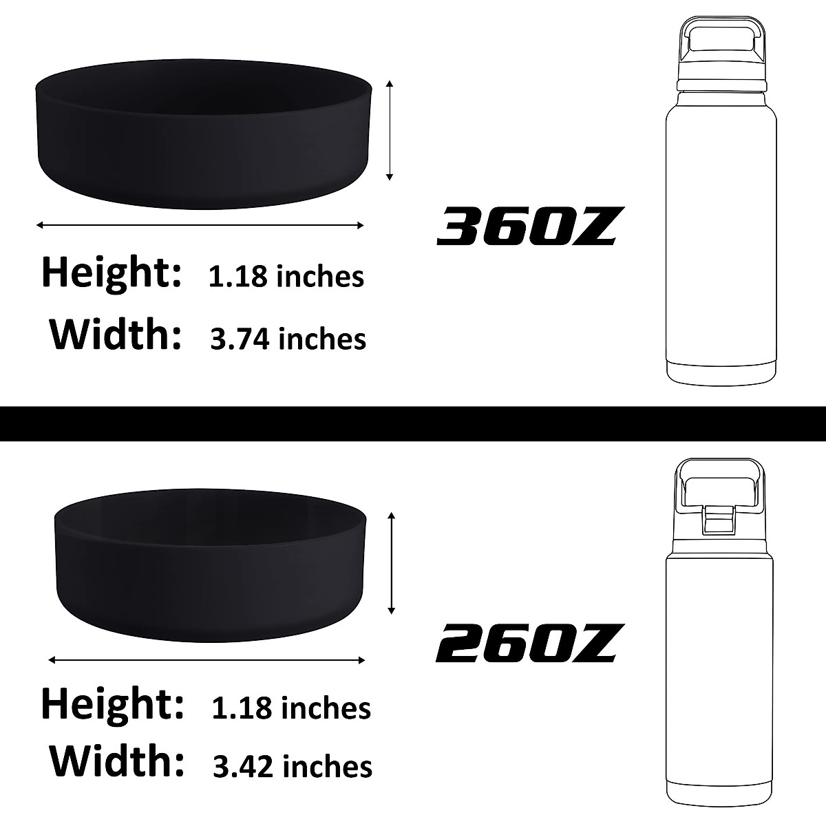 VIKIZUES Water Bottle Boot, Compatible with YETI Water Bottles, Accessory Silicone Water Bottle Protector, Anti-Slip Silicone for YETI Boot, Protective Bottom Sleeve Cover