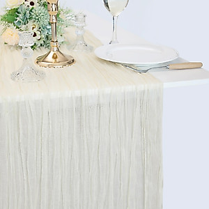 12 Pack Cream Cheesecloth Table Runner 35x120 Inch Cheese Cloth Gauze Table Runner Rustic Boho Table Runner 10FT Long Table Runner for Wedding Arch Baby Shower Birthday Bridal Party Table Decor