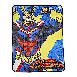 JUST FUNKY My Hero Academia All Might Large Fleece Throw Blanket | Official My Hero Academia Collectible Decorative Throw Blanket | 60 x 45 Inches