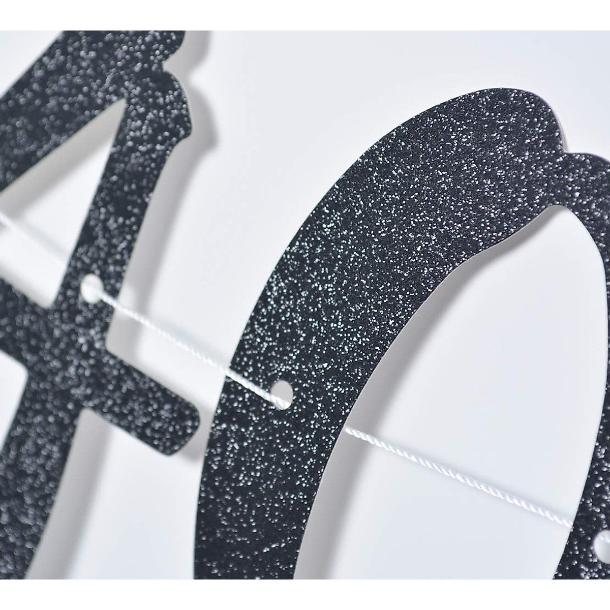 Happy 40th Birthday Banner for 40th Birthday Party Pre-Strung Decorations (Gold & Black Glitter)