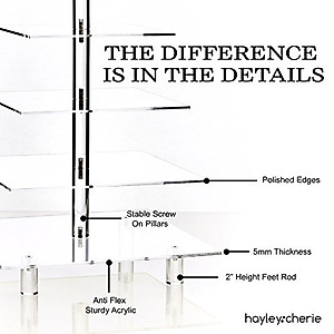 Hayley Cherie 5 Tier Square Cupcake Stand - Extra Thick 5mm Base - Acrylic Tiered Cake Stand - Dessert or Cupcake Tower
