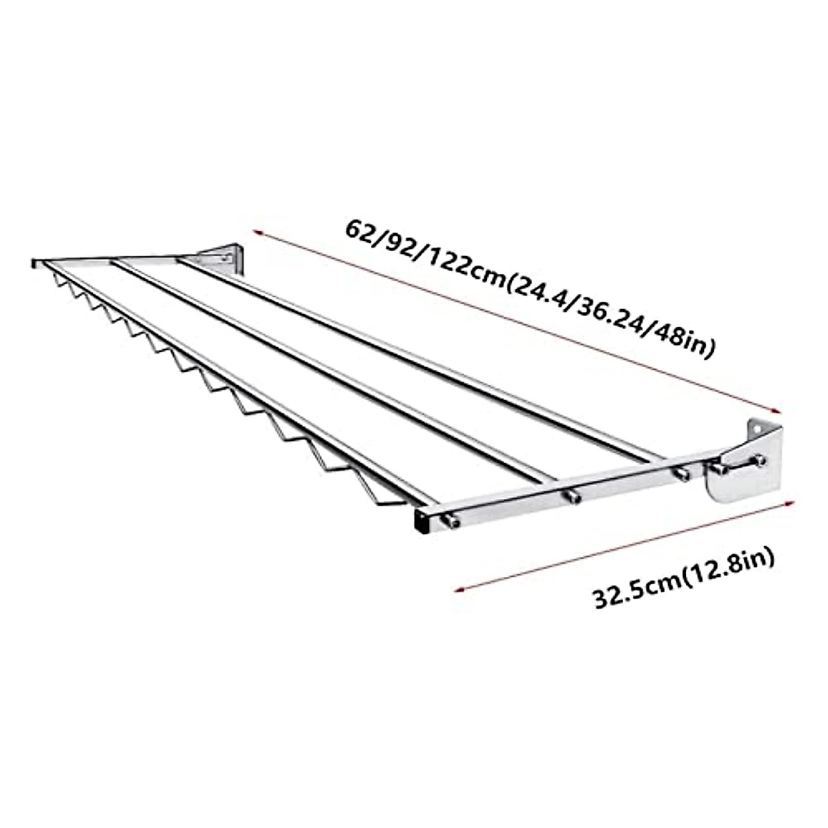 XMCX Wall Mounted Clothes Drying Rack Space-Saver Retractable Fold Away Clothes Hanger Easy Storage (Size : 62cm)