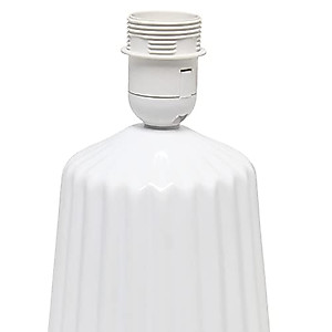 Simple Designs ‎LT1119-OFF Pleated English Ceramic Base Bedside Table Lamp, Off White