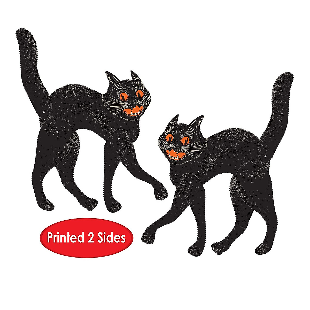 Beistle 2 Piece 20.5" Vintage Halloween Jointed Scratch Cats For Spooky Party Supplies, Made In USA Since 1900, Black/Orange