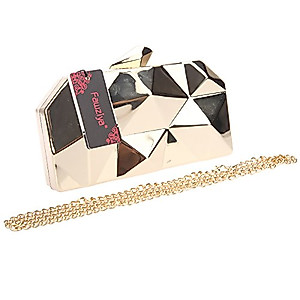 Fawziya Polygon Clutch Purses For Women Metallic Evening Bags-Gold