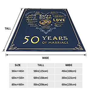 Mosslink Gifts for 50th Anniversary Blanket, 50th Golden Wedding Anniversary Couple Gifts for Dad Mom Grandparents, 50 Years of Marriage Throw Blankets Gift for Husband Wife 50"x60"