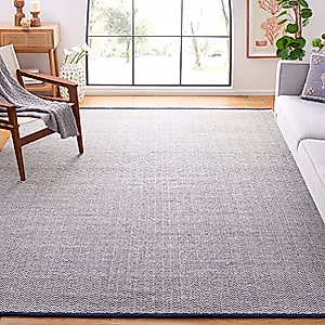 Safavieh Vermont Collection 8' x 10' Navy/Ivory VRM902N Handmade Rustic Textured Wool Area Rug