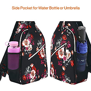 MOSISO 13 inch Sling Backpack, Multipurpose Hiking Daypack Outdoor Rope Crossbody Chest One Shoulder Bag, Cottonrose