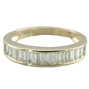 1 Ct Baguette Diamond Channel Set Wedding Engagement Band Ring 14K Yellow Gold Finish 925 Sterling Silver Handmade Gorgeous Stacking Matching Gift For Her