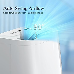 LifePlus Portable Air Conditioner for Cool Up to 500 Sq.Ft. Large Room, 14000 BTU 3 In 1 Portable AC Unit w/Dehumidifier & Fan, Auto Swing, 24H Timer & Window Ventilation Kit, Low Noise for Bedroom