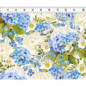 in The Beginning Periwinkle Spring 3PS1 Packed Flowers Print Fabric