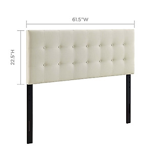 Modway Emily Tufted Button Linen Fabric Upholstered Queen Headboard in Ivory