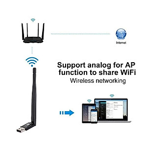 ASHATA Network Adapter, RTL8821CU 600M Drive Band PC LAN Card for USB Bluetooth Adapter
