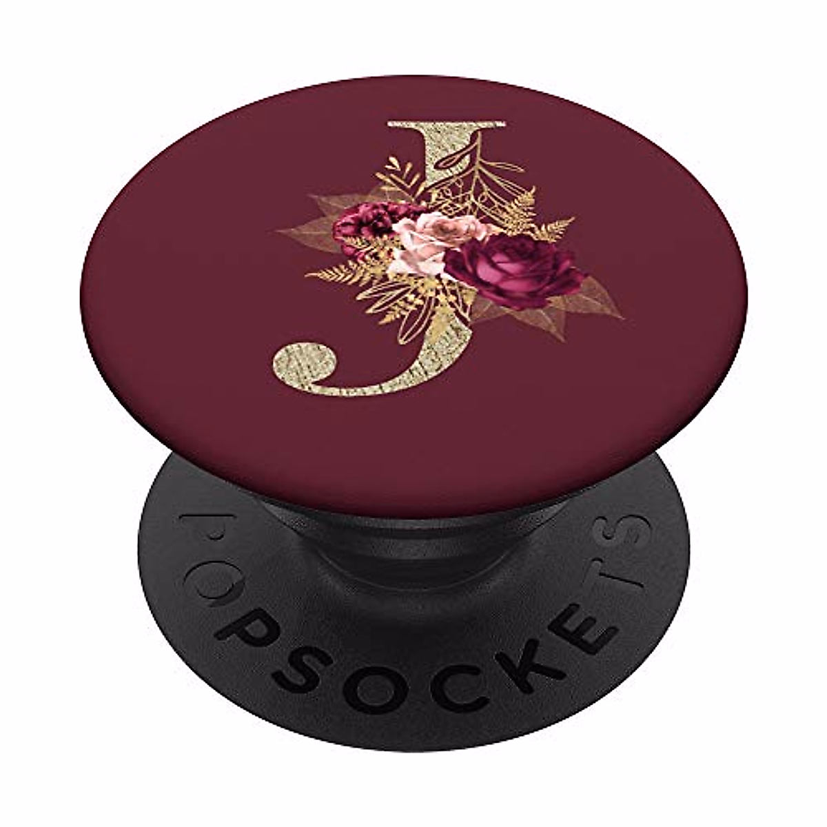 Maroon floral Initial Letter J monogram flowers PopSockets PopGrip: Swappable Grip for Phones & Tablets