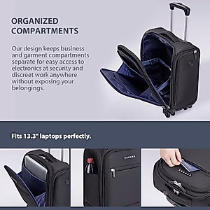 Verage Underseat Carry On Luggage with Spinner Wheels Small Suitcase Softside Lightweight Travel Bag Suitcase for Airlines, Men Women, Pilots and Crew