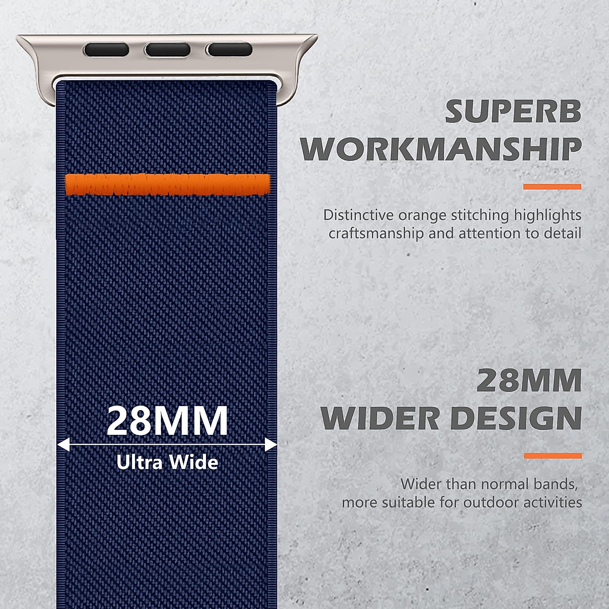 SNBLK Elastic Sport Bands Compatible with Apple Watch Ultra 2 Band/Ultra Band 49mm, iWatch Series 10/9/8/7/6/5/4/3/2/1/SE 42mm/44mm/45mm/46mm/49mm Stretchy Nylon Solo Loop Wide Replacement Strap Men Women