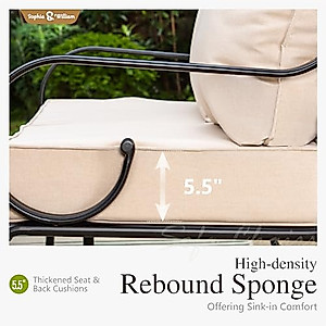 Sophia & William Extra Large & High Back Patio Furniture Set Metal Modern Outdoor Conversation Sets with Motion Chairs