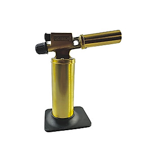 Space King Extended Tube Metal Shell Torch Lighter - Rustic Finish - Adjustable Flame - Use for Camping, Kitchen, Backyard, Travel, Beach, BBQ, Mountain, Outdoors, Travel, Garage, Welding, etc. (Gold)