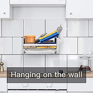 VANTEN Kitchen Sink Caddy Organizer, Sponge Holder for Sink, Sink Tray Drainer Rack, Dish Rags Brush Soap Storage Countertop with Removable Front Drain Pan (Not Including Dispenser and Sponge)