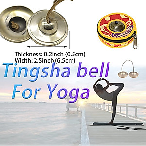 8 Pcs Tibetan Buddhist Meditation Bells Set,3.1inch Singing Bowl Set,2.5inch Tingsha Bells,7.5inch Brass Bell Dorje Vajra,Singing Scripture Implement,8inch Dharma Mat and Zen Bag