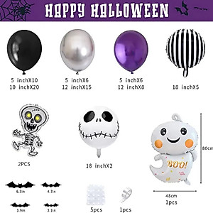 Nightmare Before Christmas Balloons,Halloween Balloon Garland Arch Kit, Halloween Party Decorations, Halloween Ghost Balloons, Halloween Party Photo Backdrop Birthday Baby Shower Decorations