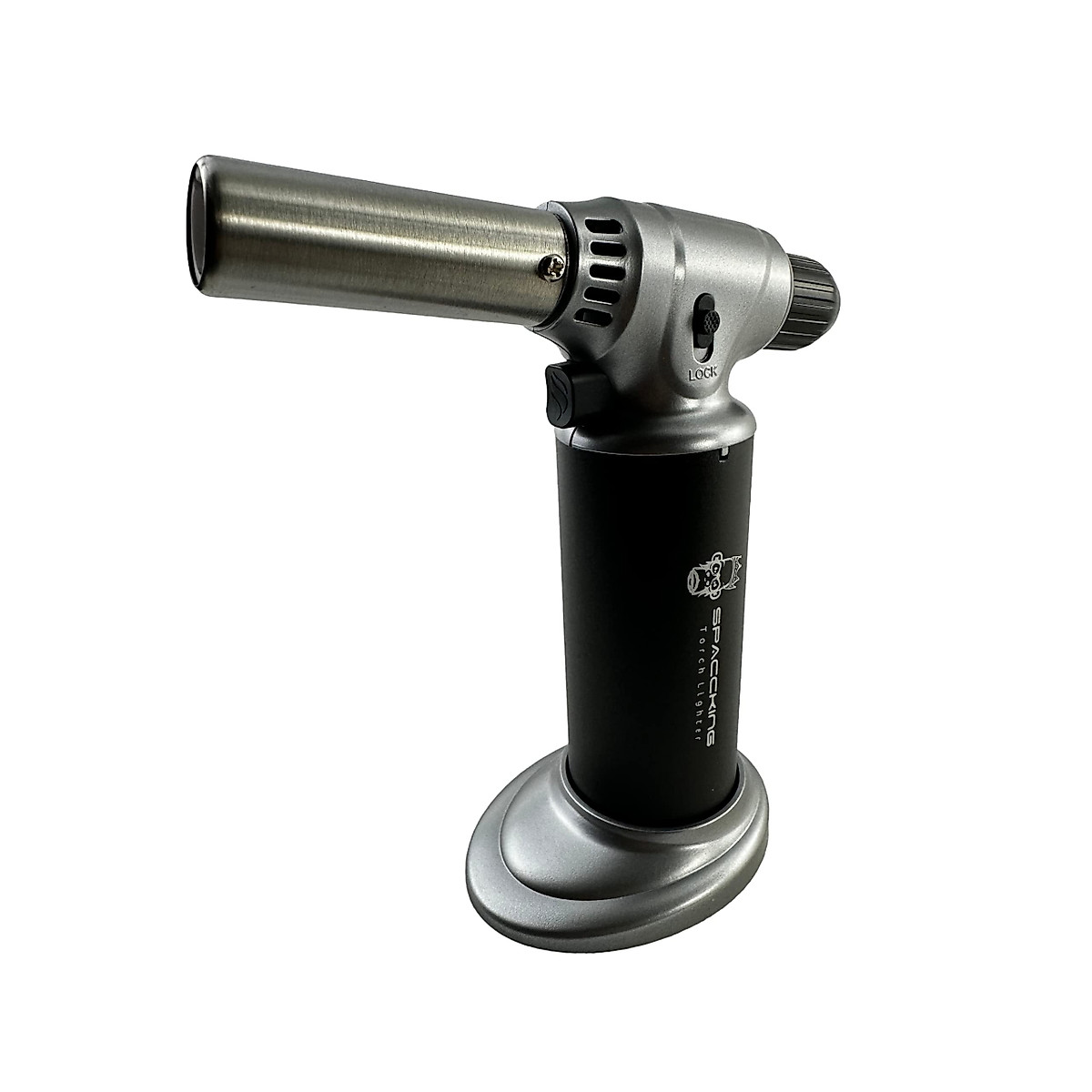 Space King Tall Wind-Proof Torch Lighter - Adjustable Flame - Child-Lock - Perfect for Camping, Kitchen, Backyard, Travel, Beach, BBQ, Mountain, Outdoors, Travel, Garage, and More. (Gray)