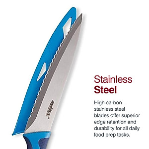 Zyliss Utility Kitchen Knives with Sheath Covers - Dishwasher Safe - Stainless Steel Kitchen Knives Perfect for Cutting Meat, Vegetables & Fruit - 2 Piece Serrated Utility Set