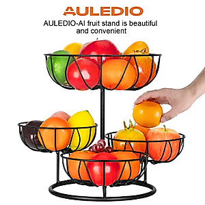 Auledio 4-Tier Countertop Fruit Basket Bowl Vegetables Storage Holder,Black