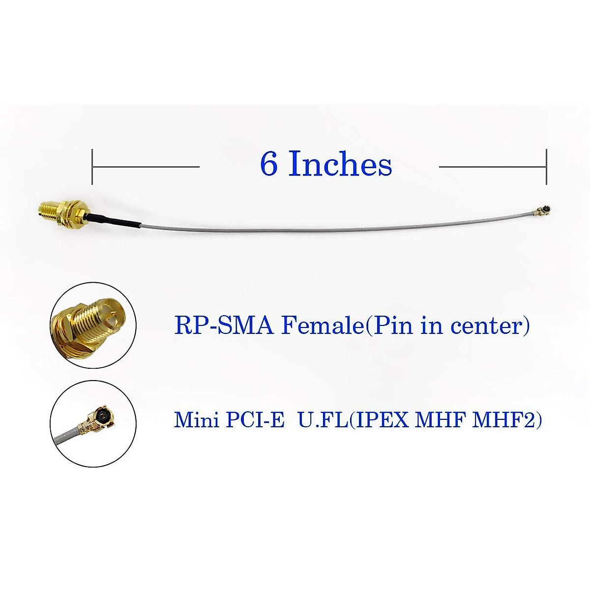 Tenmory UFL to SMA Mini PCI U.FL to RP-SMA Female Ipex Connector Pigtail Antenna Extension Cable (6 inch (2 Pcs))