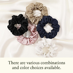 LILYSILK Silk Hair Scrunchies / Ties for Frizz & Breakage Prevention, 100% Mulberry, No Damage, Elastic ponytail Holders, 1Pc, Coffee