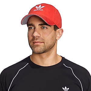 adidas Originals Men's Relaxed Fit Strapback Hat, Better Scarlet/White, One Size