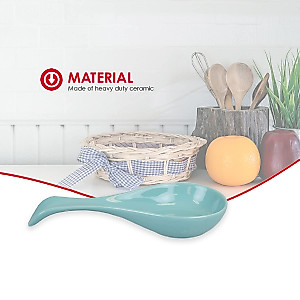 Home Basics Ceramic Spoon Rest (Turquoise)
