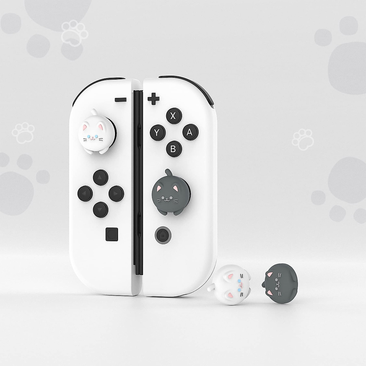 PlayVital Joystick Caps for Nintendo Switch, Thumbstick Caps for Switch Lite, Analog Cover for Switch OLED Joycon Thumb Grip Caps for Switch & Switch Lite & Switch OLED - Cutie Kitty
